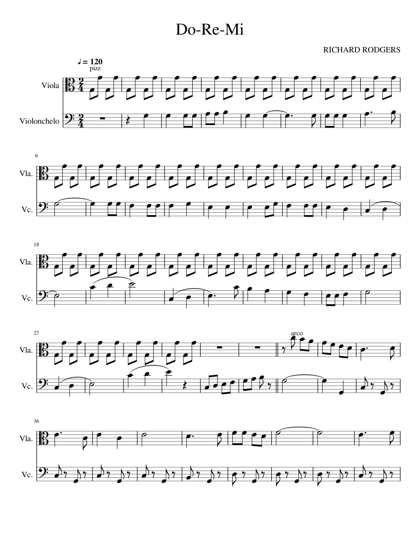 Do-Re-Mi Sheet Music for Viola, Cello (String Duet) | MuseScore.com