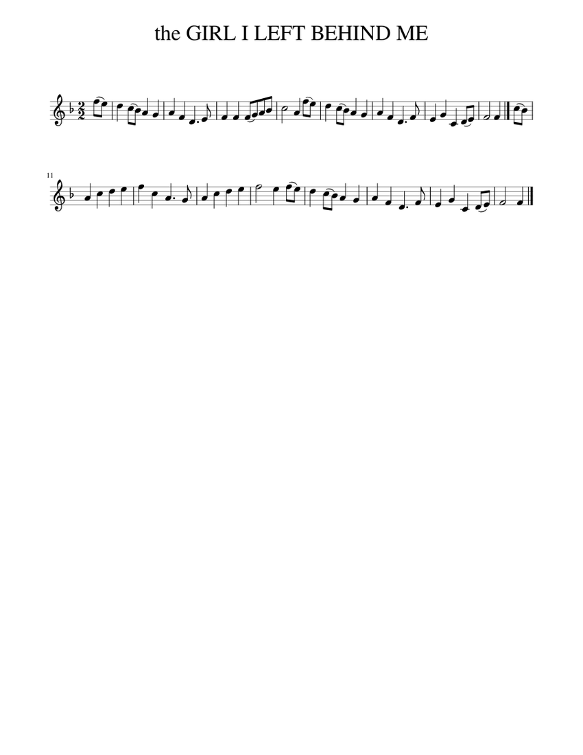 the GIRL I LEFT BEHIND ME Sheet music for Piano (Solo) Easy | Musescore.com