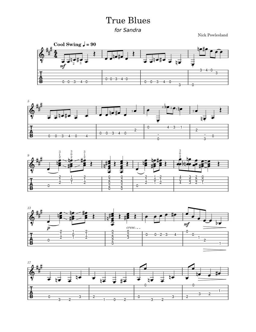 GTR C97- M10 True Blues Sheet Music and Tab for Guitar (Solo ...