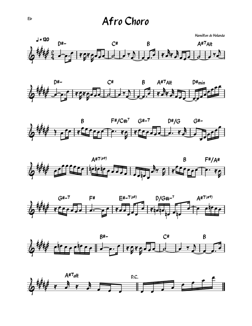 Afro Choro – Hamilton de Holanda Sheet Music for Saxophone alto (Saxophone Ensemble) | MuseScore.com