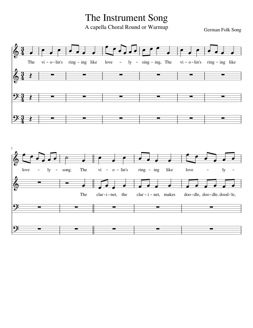 Instrument Song SATB Sheet music for Piano, Oboe (SATB) | Musescore.com