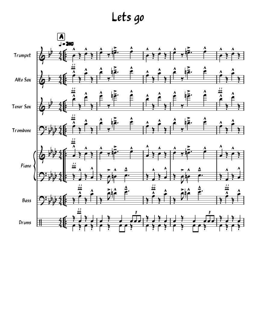 Lets_go Sheet Music for Piano, Trombone, Saxophone alto, Saxophone tenor & more instruments ...