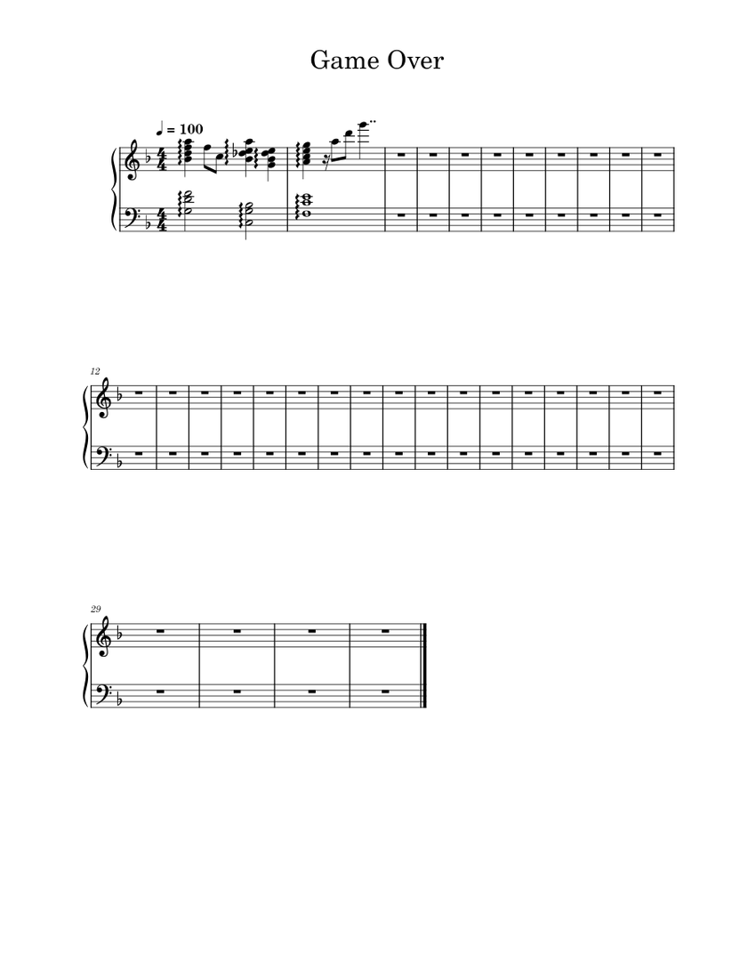 Game Over – Koji Kondo Game Over Sheet music for Piano (Solo) Easy ...