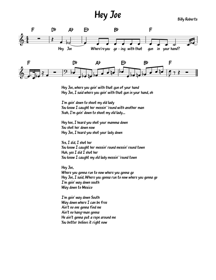 Hey Joe Sheet music for Piano (Solo) | Musescore.com