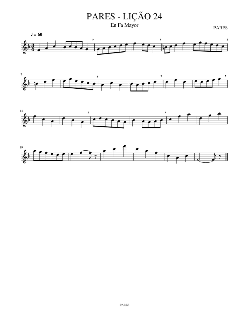 PARES - LIÇÃO 24 Sheet music for Flute (Solo) | Musescore.com