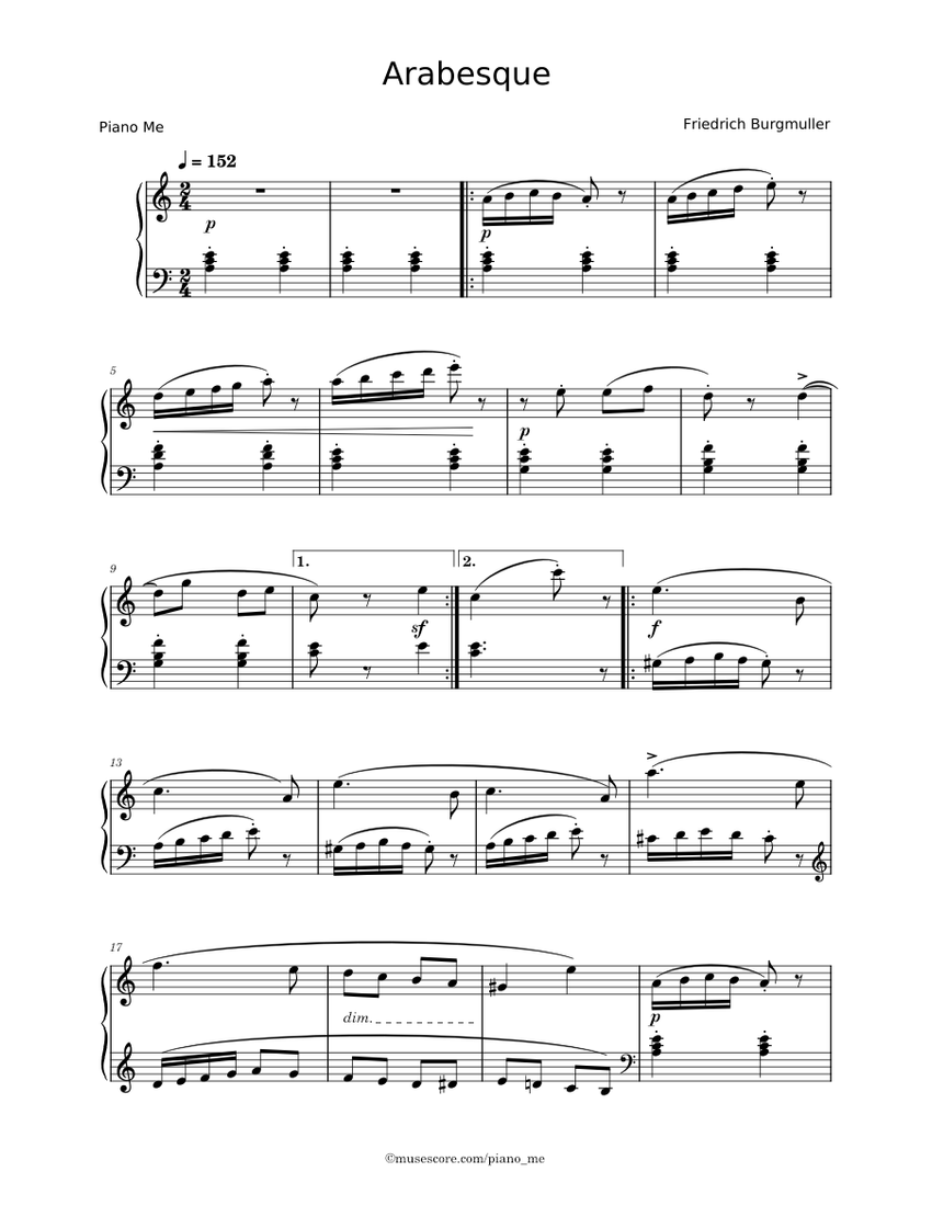 Arabesque Sheet music for Piano (Solo) | Musescore.com