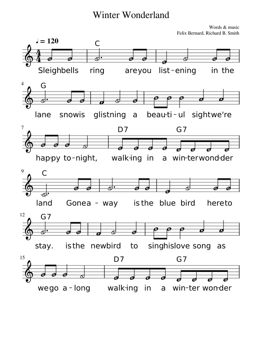 BN Winter Wonderland Sheet music for Piano (Solo) Easy | Musescore.com
