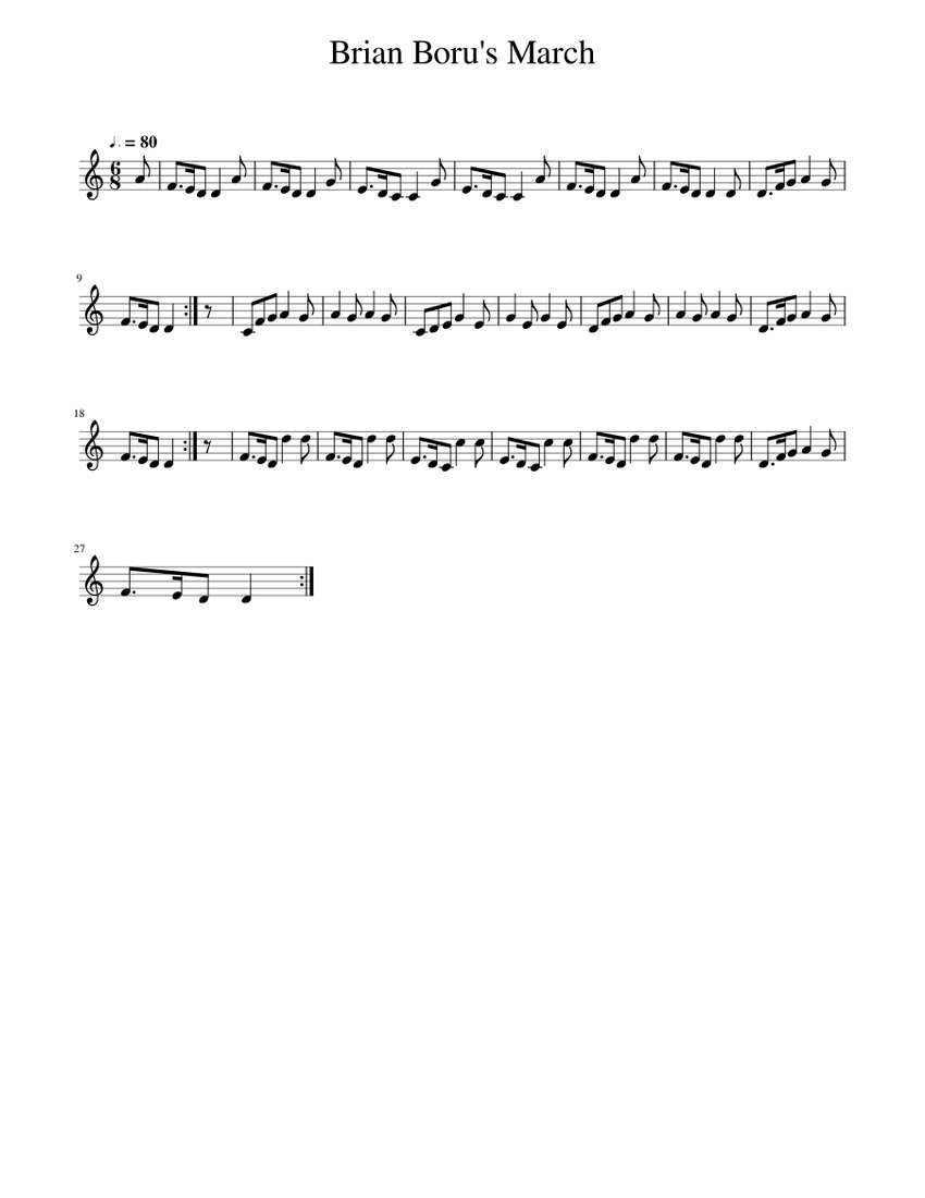 Brian Boru's March Sheet music for Piano (Solo) Easy | Musescore.com