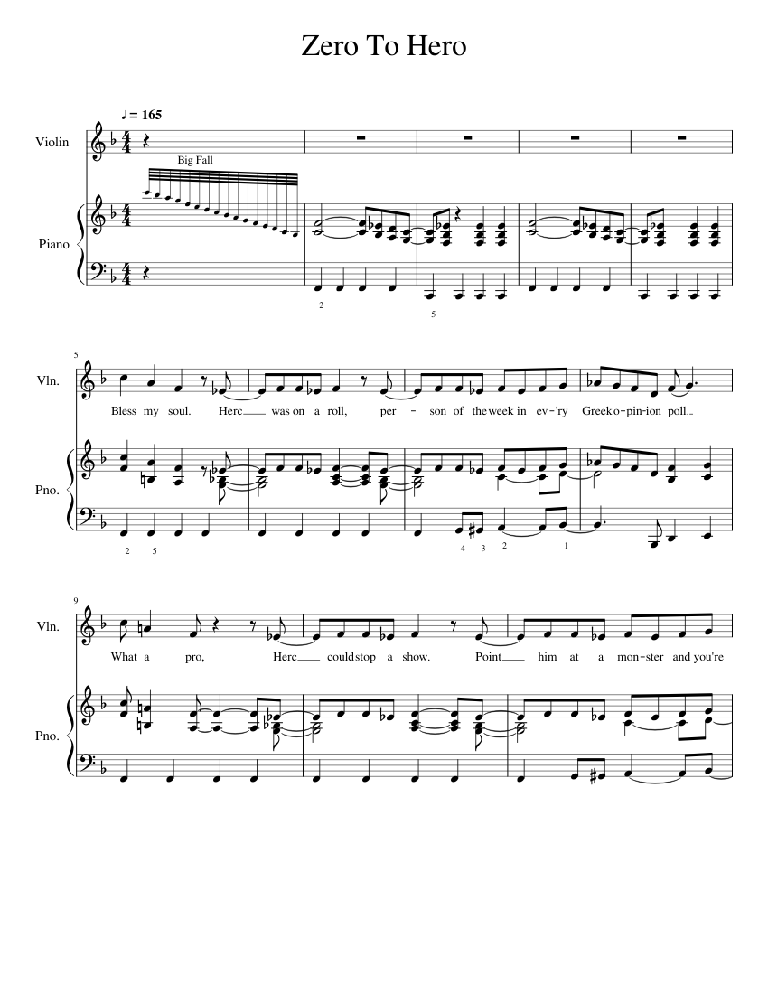 Zero To Hero Sheet music for Piano, Violin (Mixed Ensemble) | Musescore.com