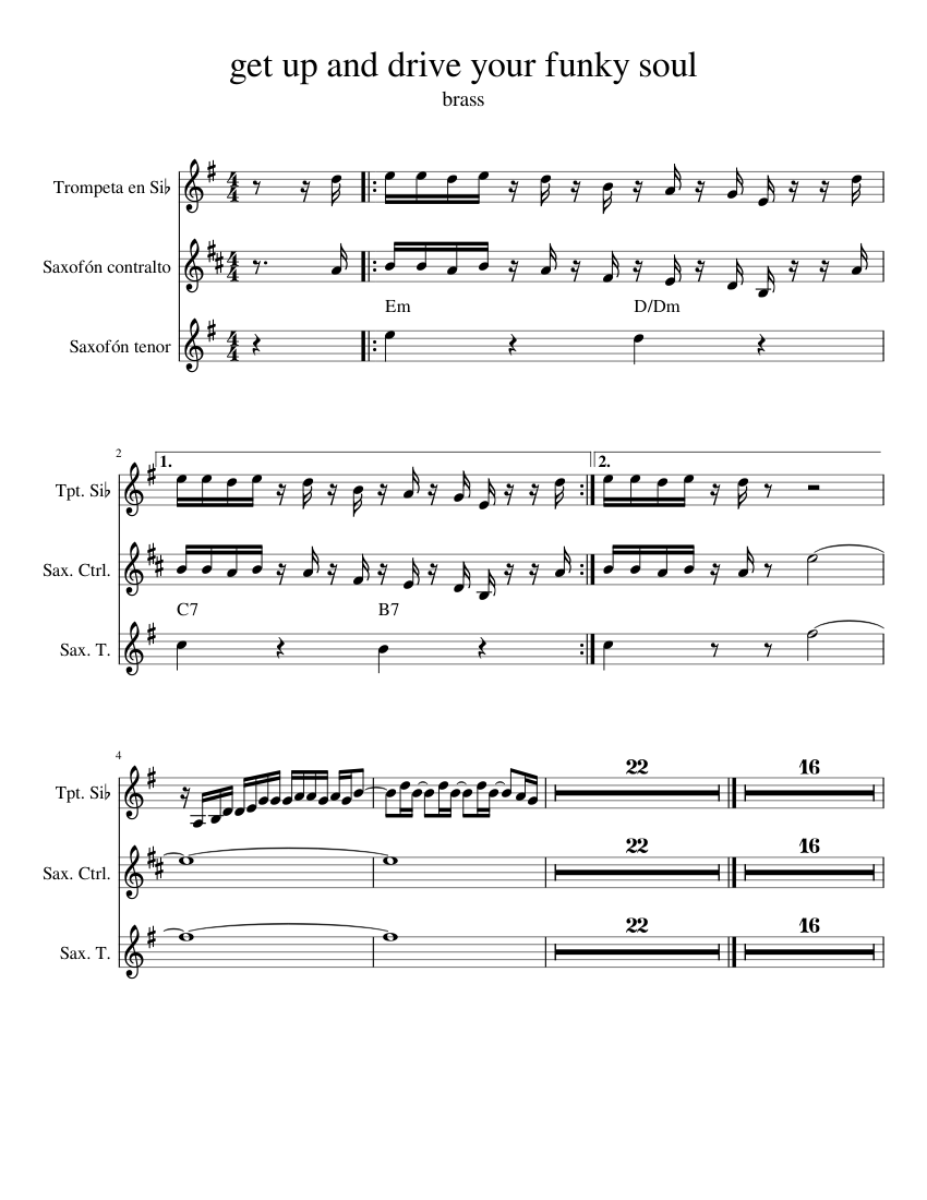 Get up and drive your funky soul Sheet Music for Saxophone alto ...