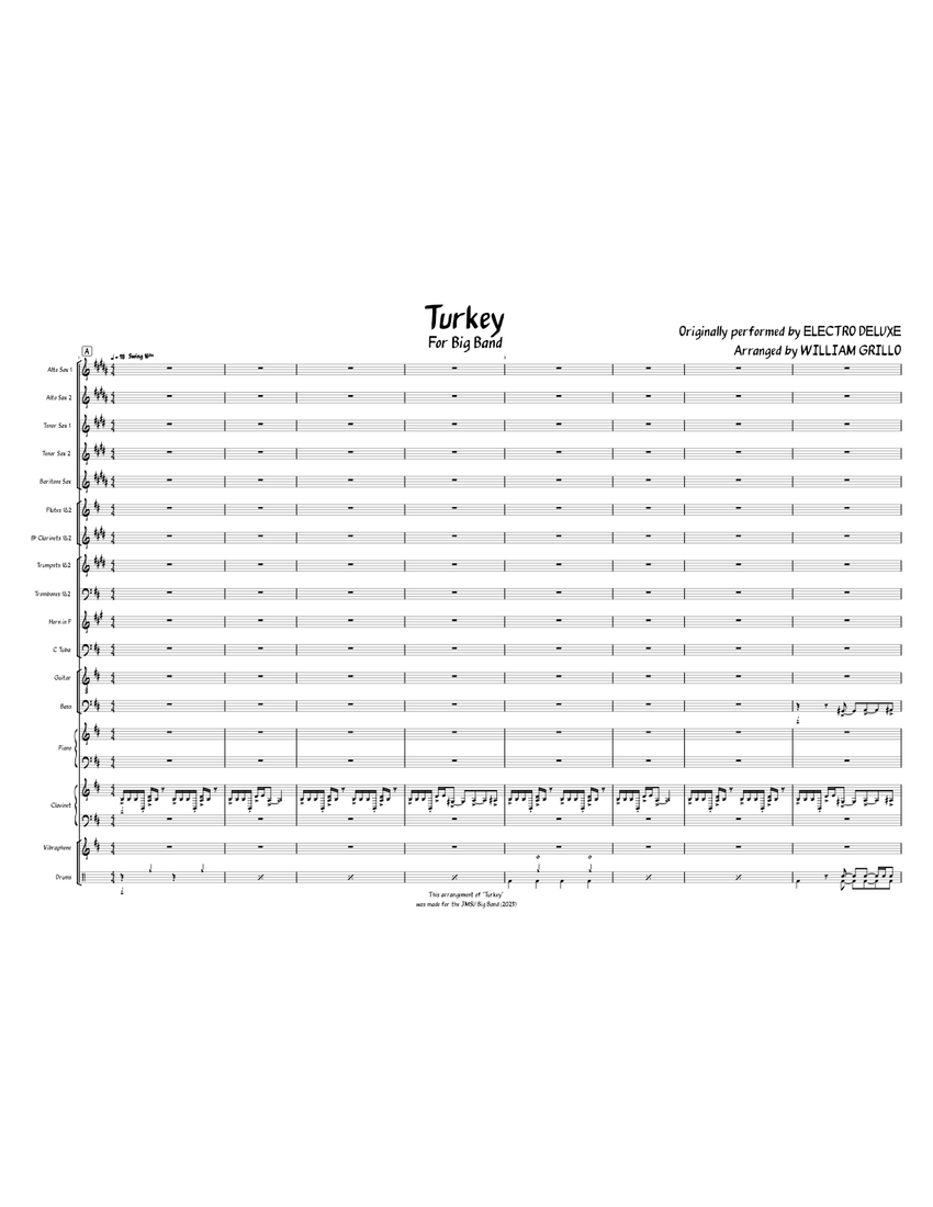 Turkey Sheet Music with Chords for Piano, Trombone, Tuba, Clavichord ...