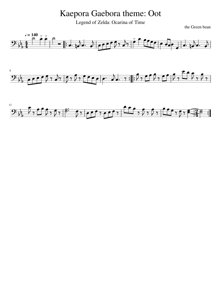 Kaepora Gaebora theme Oot trombone solo Sheet music for Trombone (Solo ...