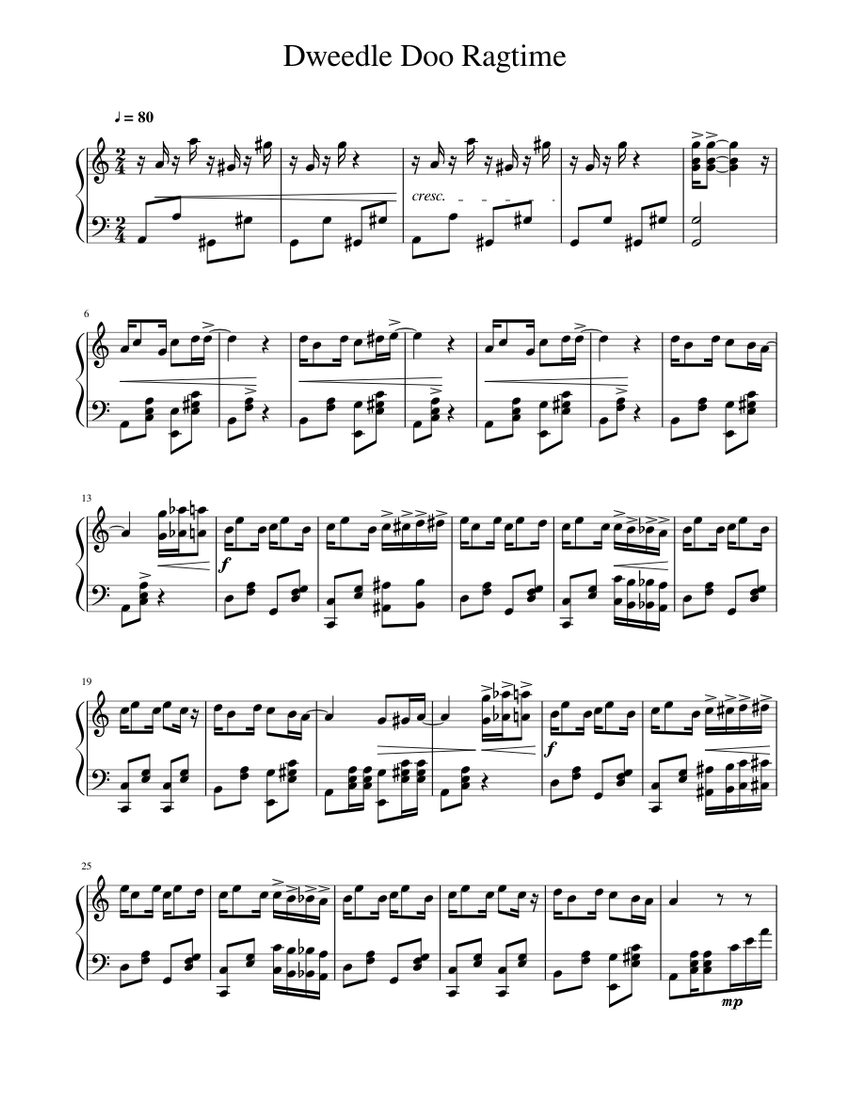 Dweedle Doo Ragtime Sheet music for Piano (Solo) | Musescore.com