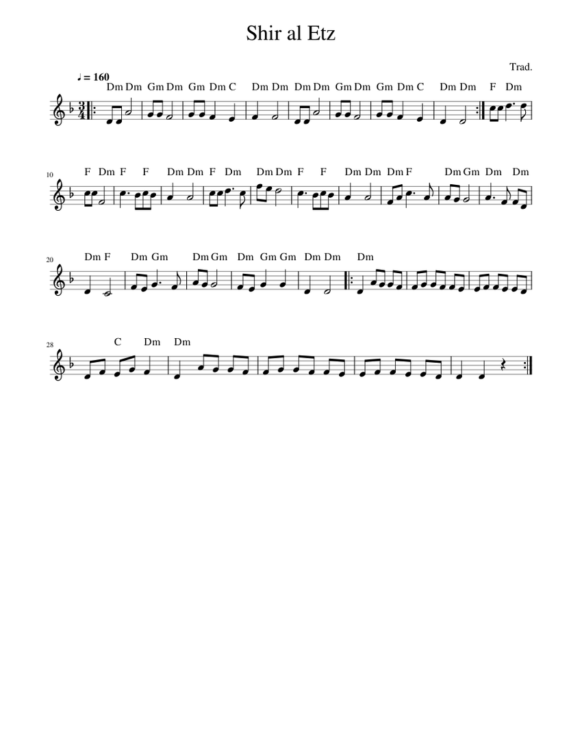 Traditional music - Shir al Etz Sheet music for Piano (Solo ...