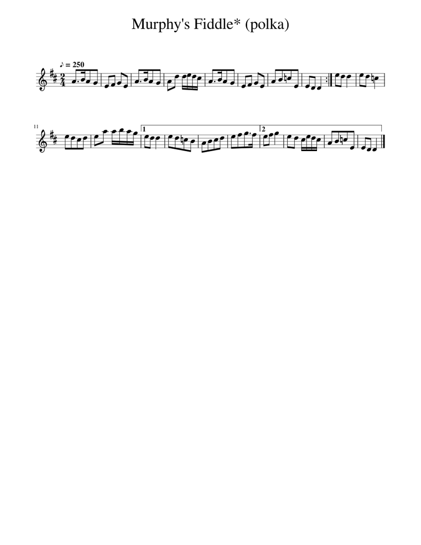 Murphy's Fiddle* (polka) Sheet music for Piano (Solo) | Musescore.com