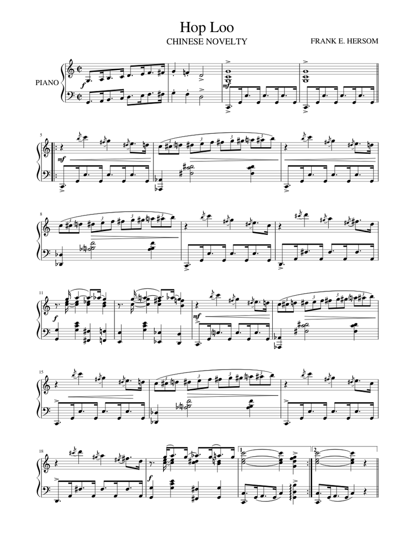 Hop Loo (1922) Sheet Music for Piano (Solo) | MuseScore.com