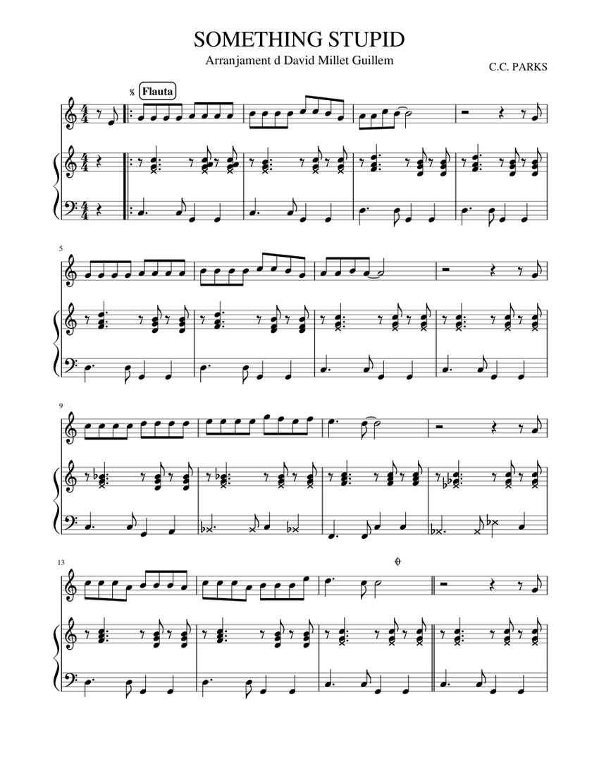 SOMETHING STUPID Sheet Music for Piano, Vocals (Piano-Voice ...