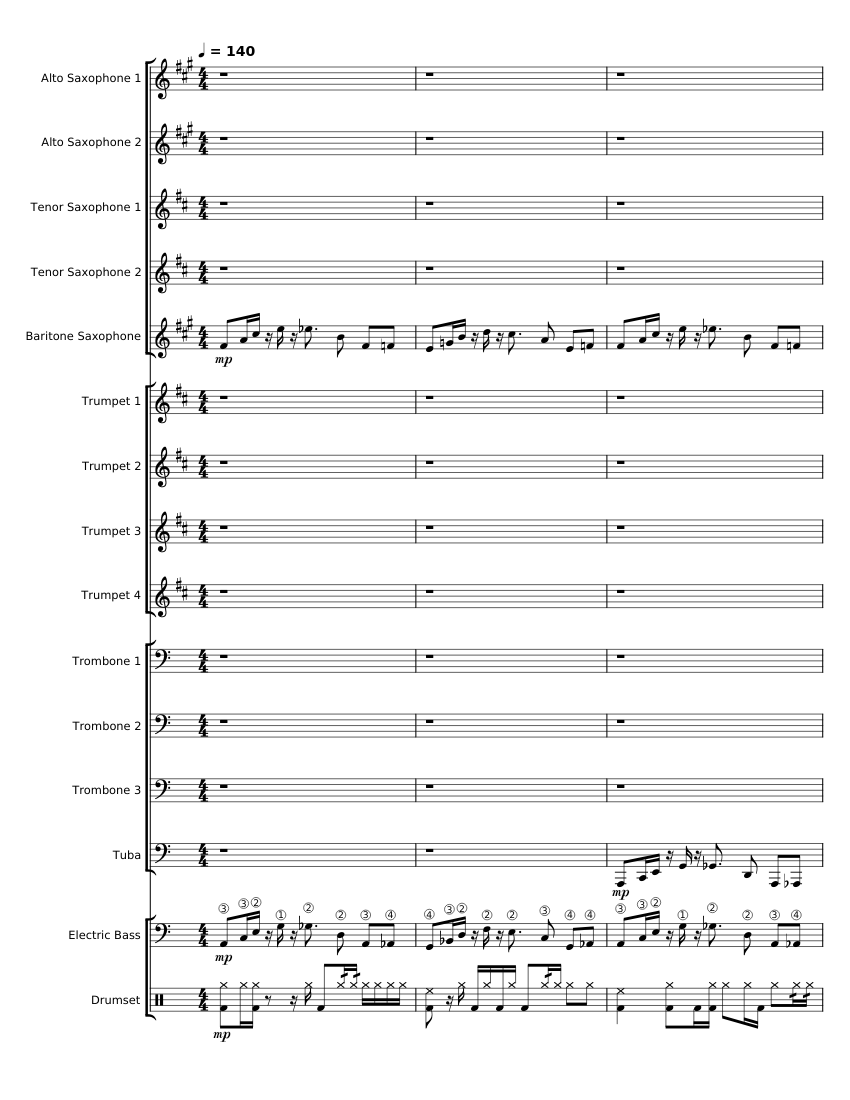 artificial intelligence bomb | jazz ensemble arr. Sheet music for Trombone, Tuba, Saxophone alto ...