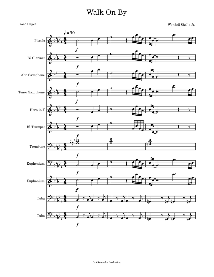 Walk On By Sheet music for Trombone, Euphonium, Tuba, Flute piccolo & more instruments (Marching ...