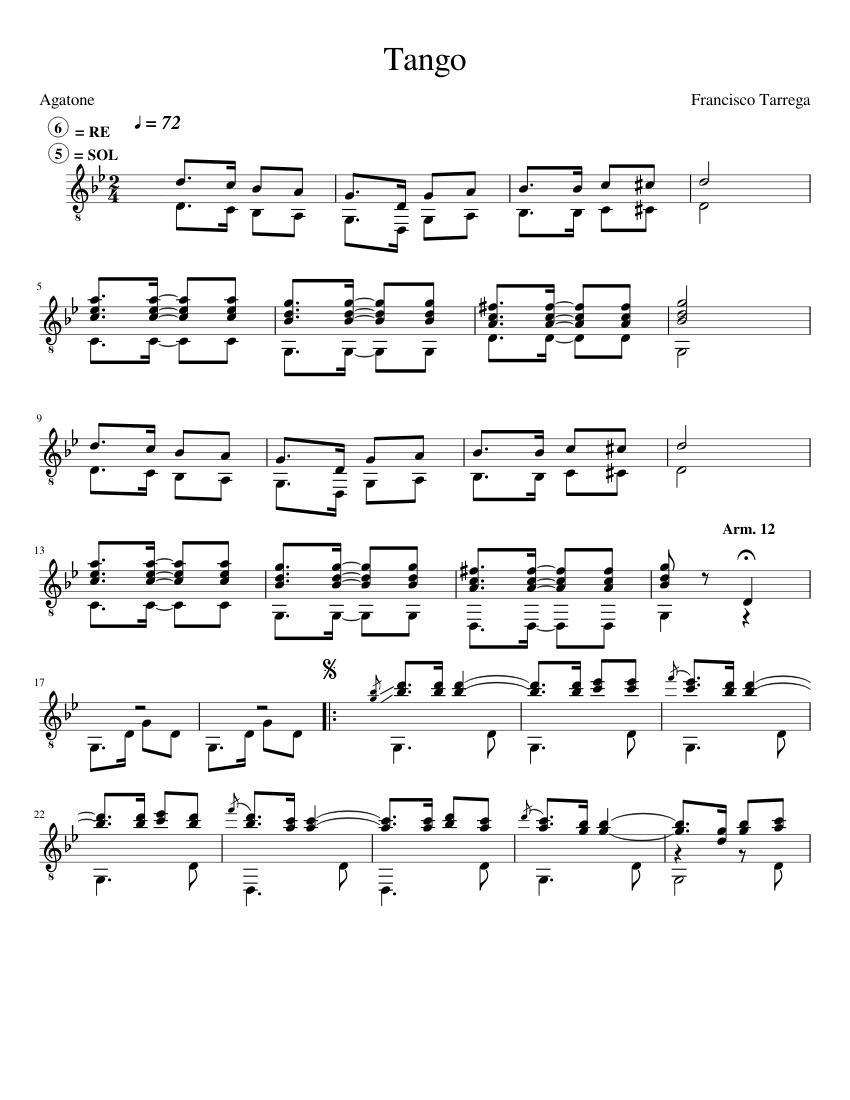 F. Tarrega - Tango - Sheet Music for Guitar (Solo) | MuseScore.com