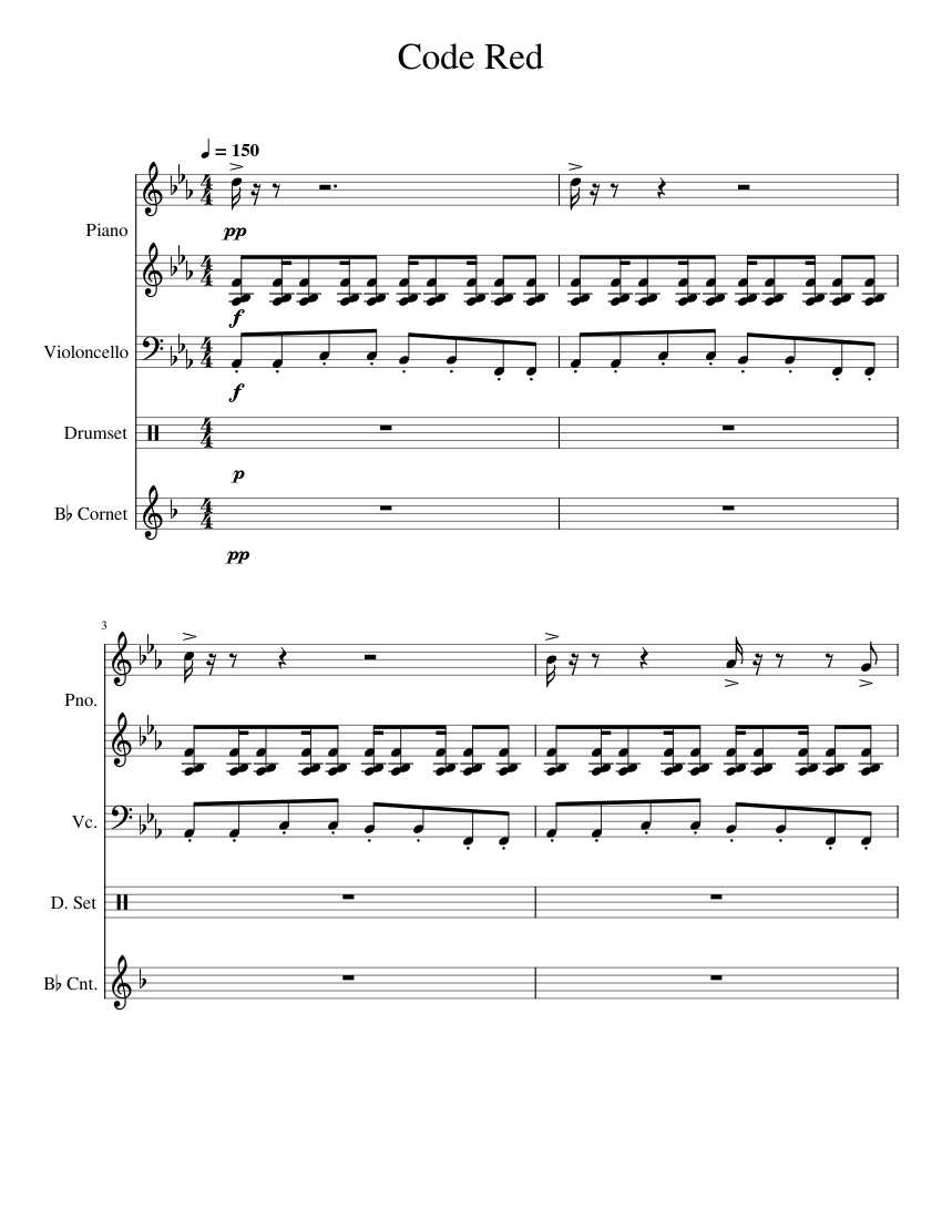Code Red Sheet Music for Piano, Cornet, Cello, Drum group (Mixed ...
