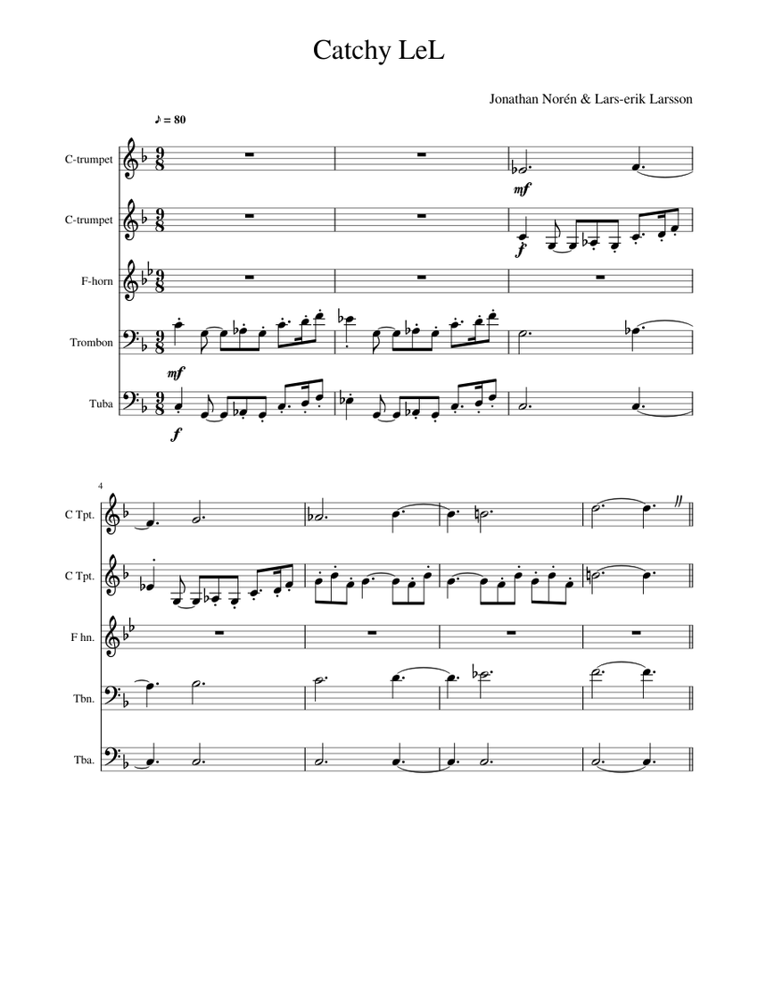 Catchy LeL Sheet music for Tuba (Brass Quintet) | Musescore.com