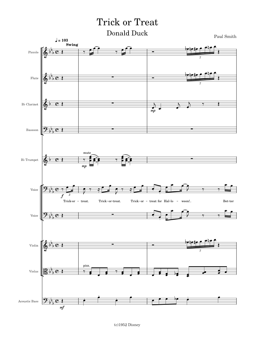 Trick or Treat – Paul J. Smith Sheet music for Vocals, Flute piccolo ...