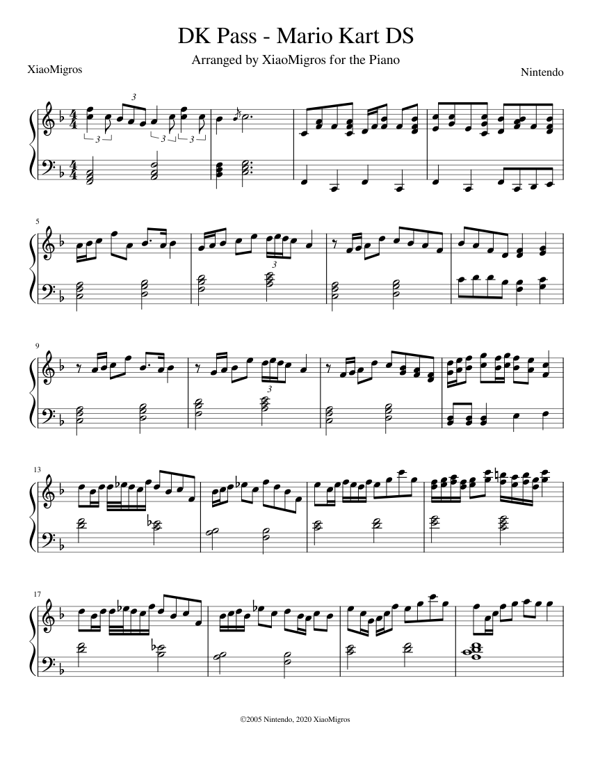 DK Pass - Mario Kart DS Sheet Music for Piano (Solo) | MuseScore.com