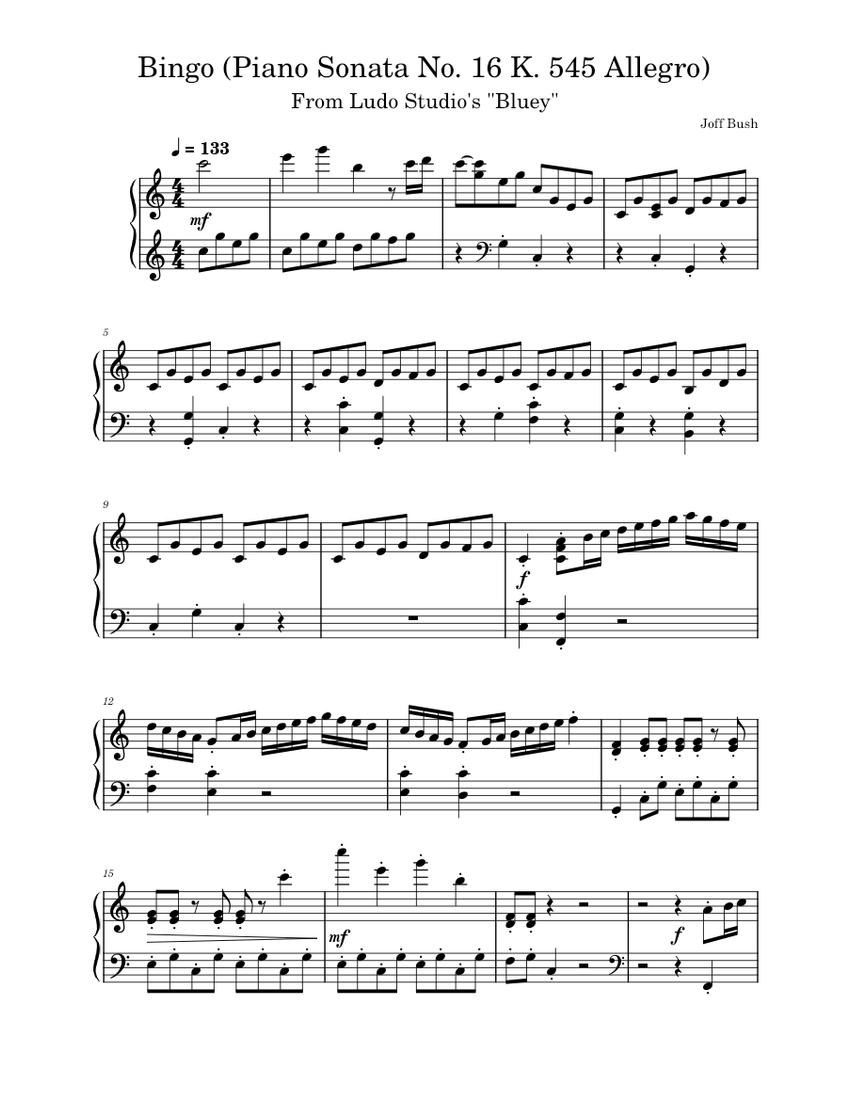 Bingo - Piano Sonata No.16, K. 545, Allegro (from Ludo Studios' "Bluey ...