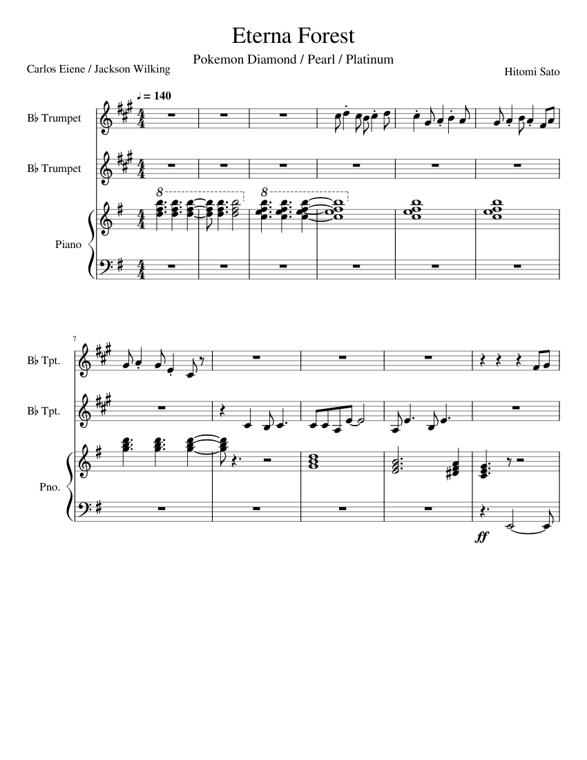 Eterna Forest bez tamb. Sheet music for Piano, Trumpet in b-flat (Mixed Trio) | Musescore.com