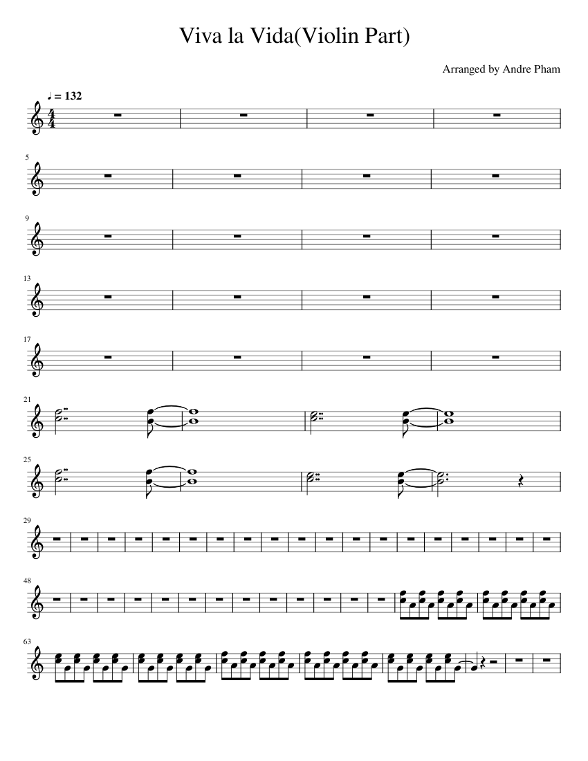 Viva la Vida(Violin Part) Sheet music for Violin (Solo) | Musescore.com