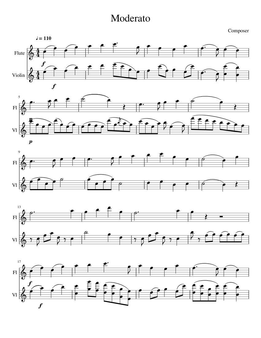 Moderato (key of C) Sheet music for French horn (Brass Duet ...