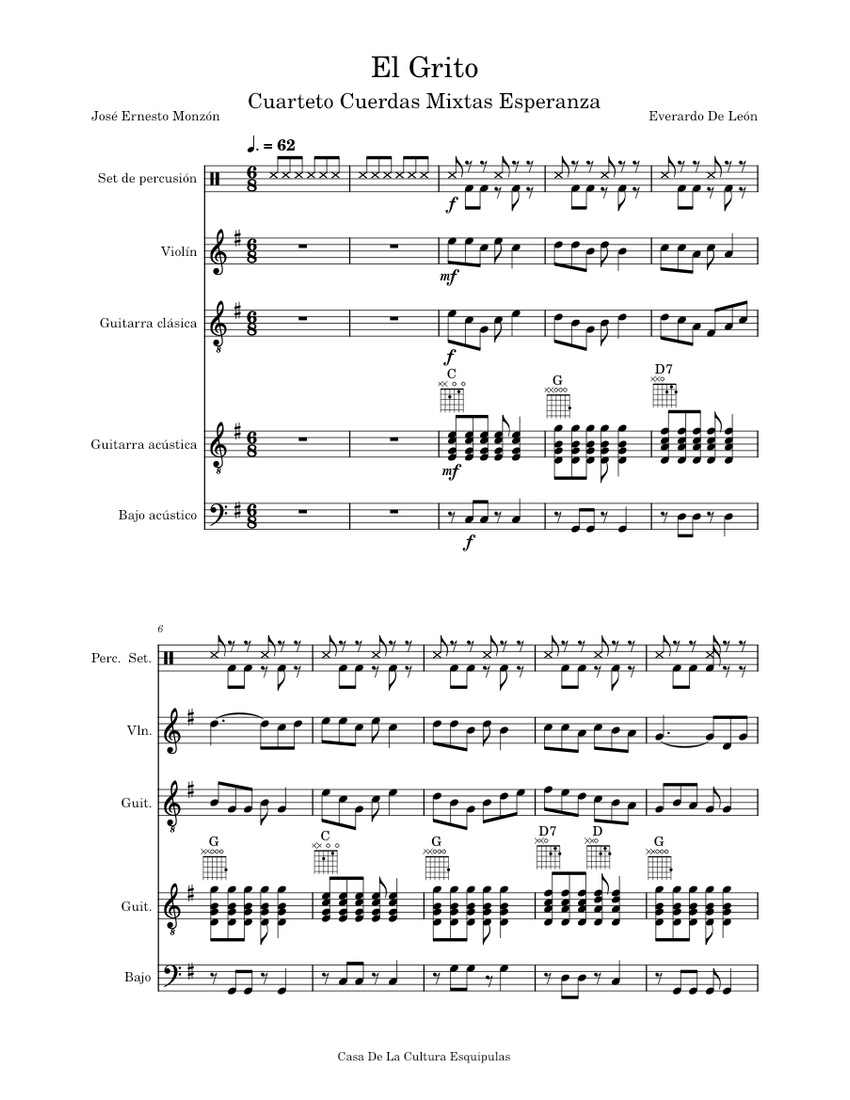El Grito (Yo Soy Puro Guatemalteco) – Everardo De León / José Ernesto Monzón Sheet music for ...