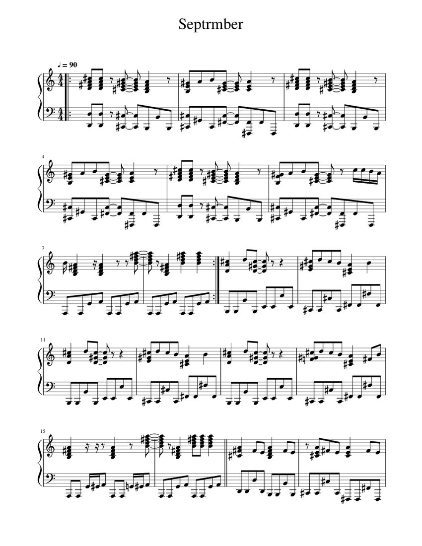 September Sheet Music for Piano (Solo) | MuseScore.com
