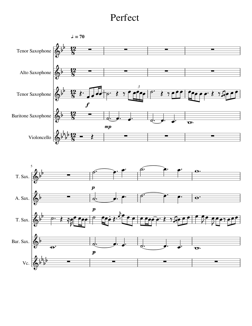 Perfect Sax Quartet Sheet music for Saxophone alto, Saxophone tenor ...