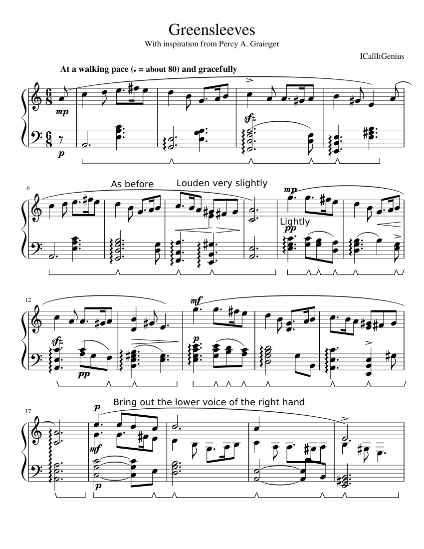 Greensleeves (Piano) Sheet Music for Piano (Solo) | MuseScore.com