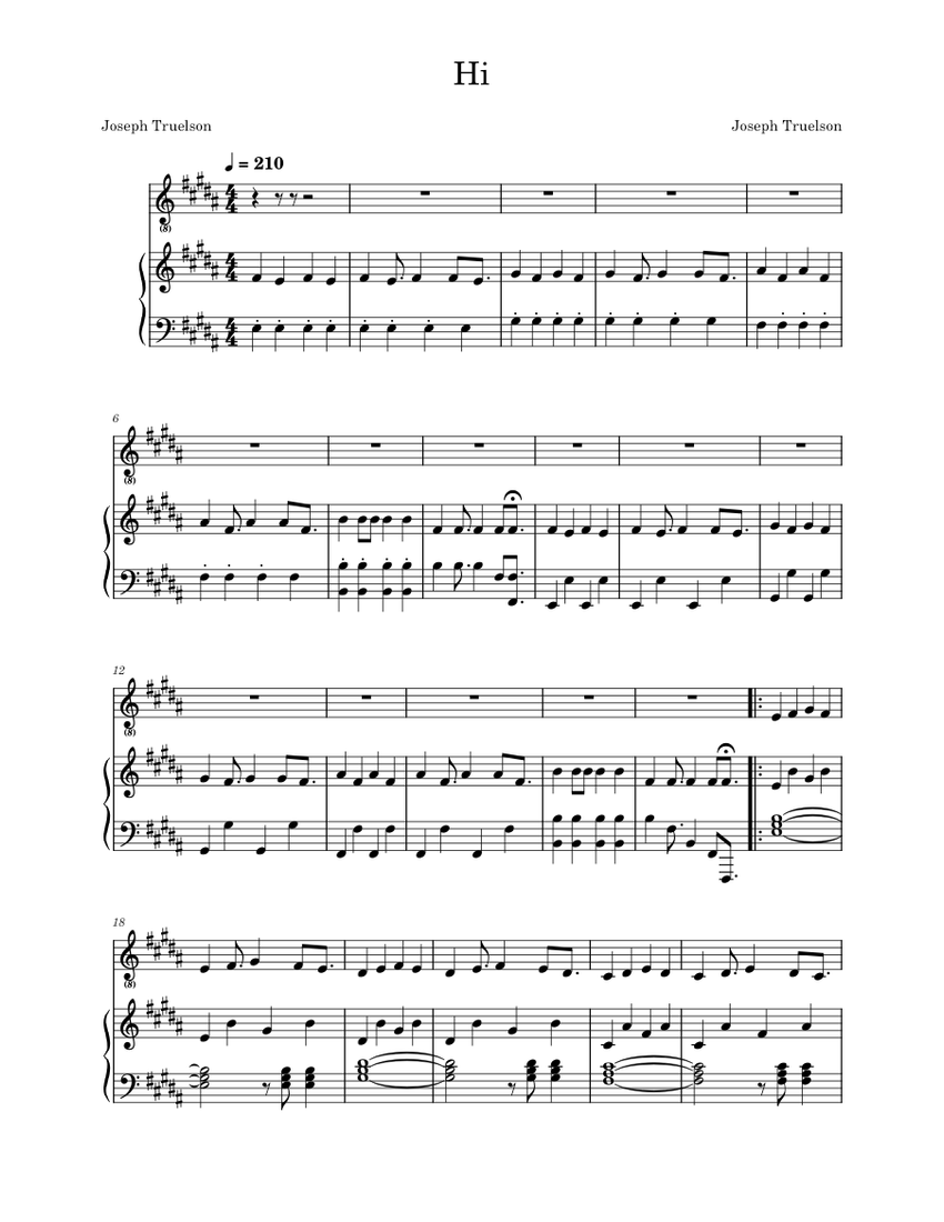 Hi Sheet music for Piano, Vocals (Piano-Voice) | Musescore.com