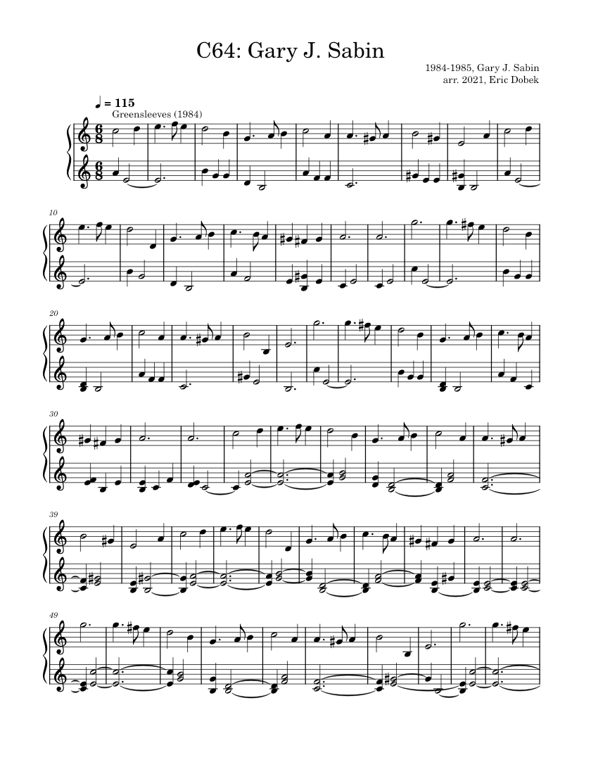 C64: Gary J. Sabin Sheet music for Piano (Solo) | Musescore.com
