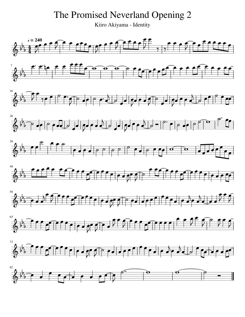 The Promised Neverland Opening 2 Sheet Music for Flute (Solo ...