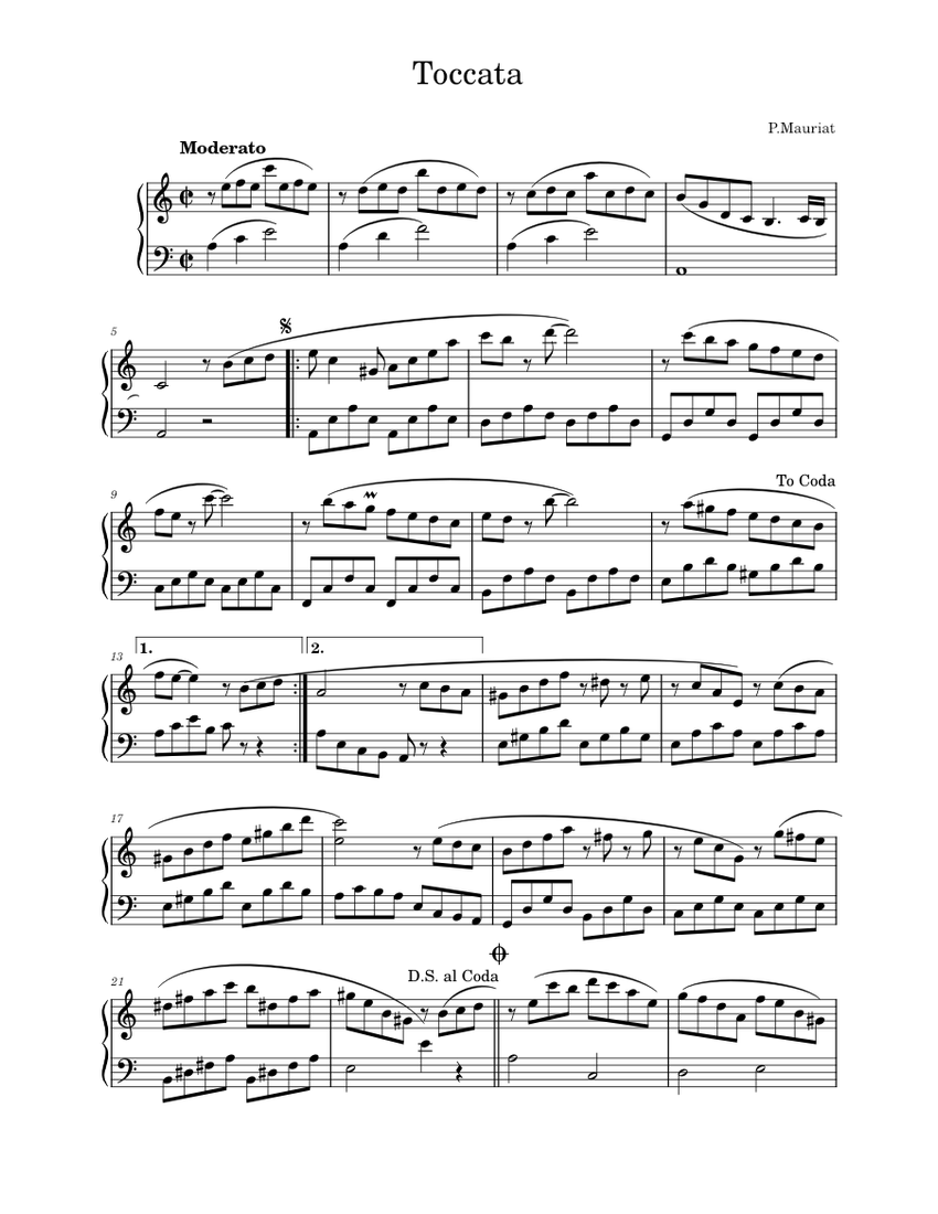 Toccata Sheet music for Piano (Solo) Easy | Musescore.com