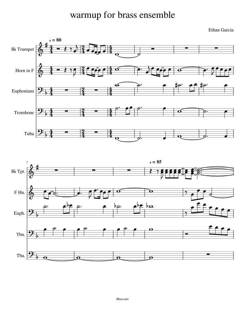 warmup for brass ensemble Sheet music for Trombone, Euphonium, Tuba ...