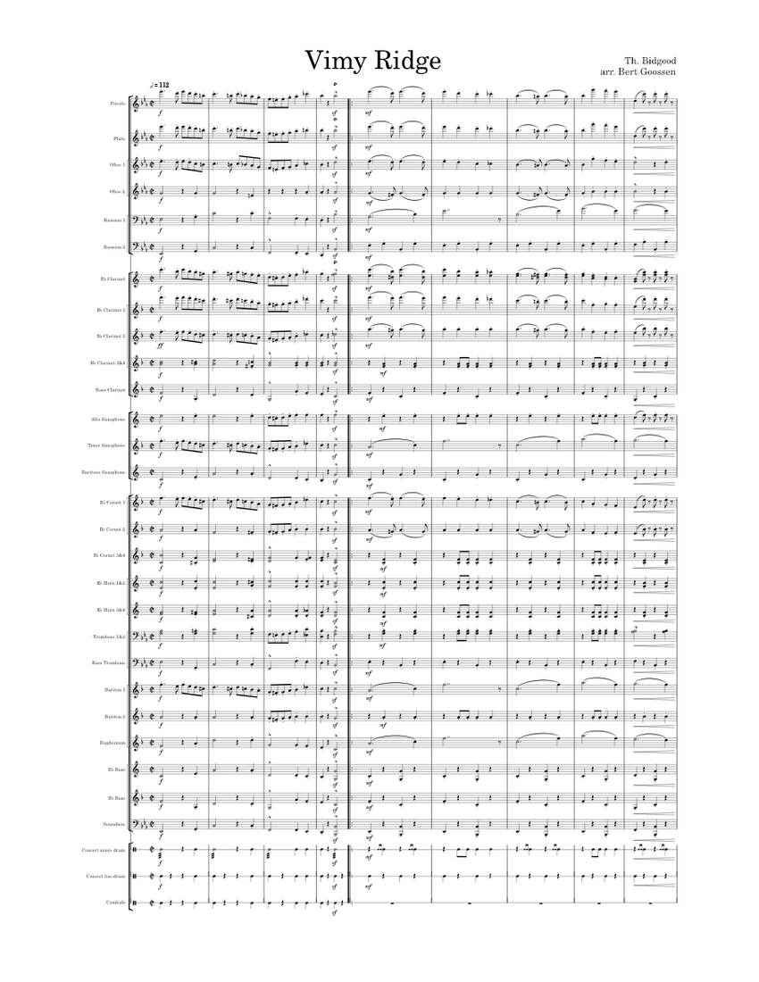 Vimy Ridge - Thomas Bidgood Sheet Music for Trombone, Cornet, Euphonium ...