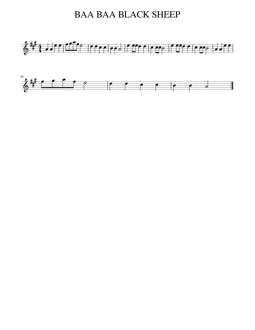 BAA BAA BLACK SHEEP Sheet Music for Piano (Solo) easy | MuseScore.com