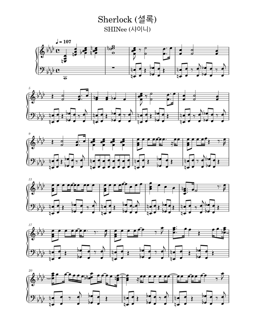 Sherlock – SHINee Sheet music for Piano (Solo) | Musescore.com