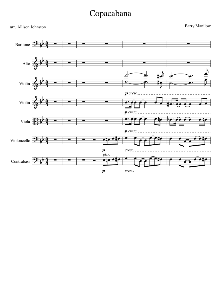 Copacabana - Barry Manilow for String Orchestra Sheet Music for Alto ...