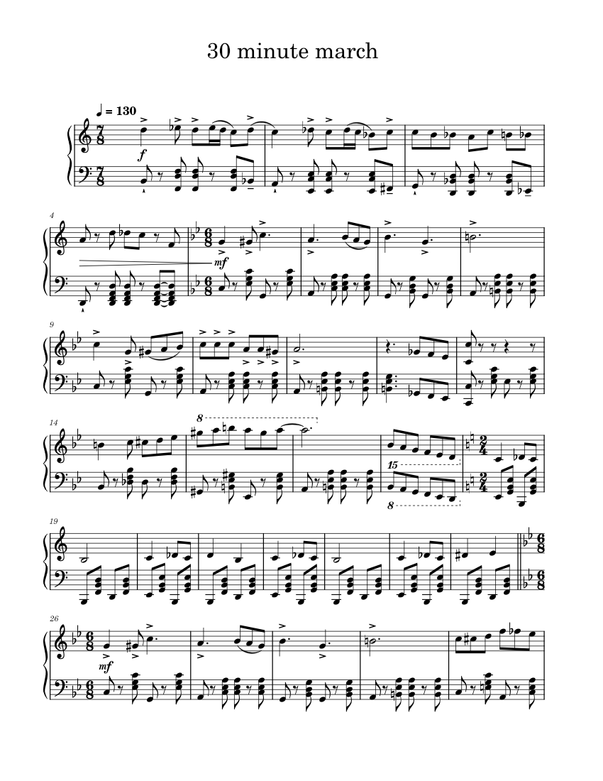 30 minute march Sheet music for Piano (Solo) | Musescore.com