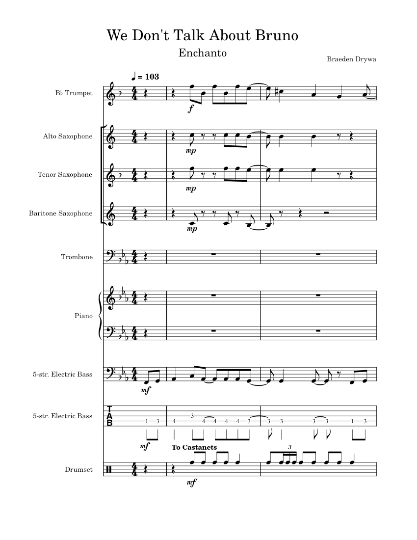 We Don't Talk About Bruno – Lin-Manuel Miranda Sheet music for Piano ...