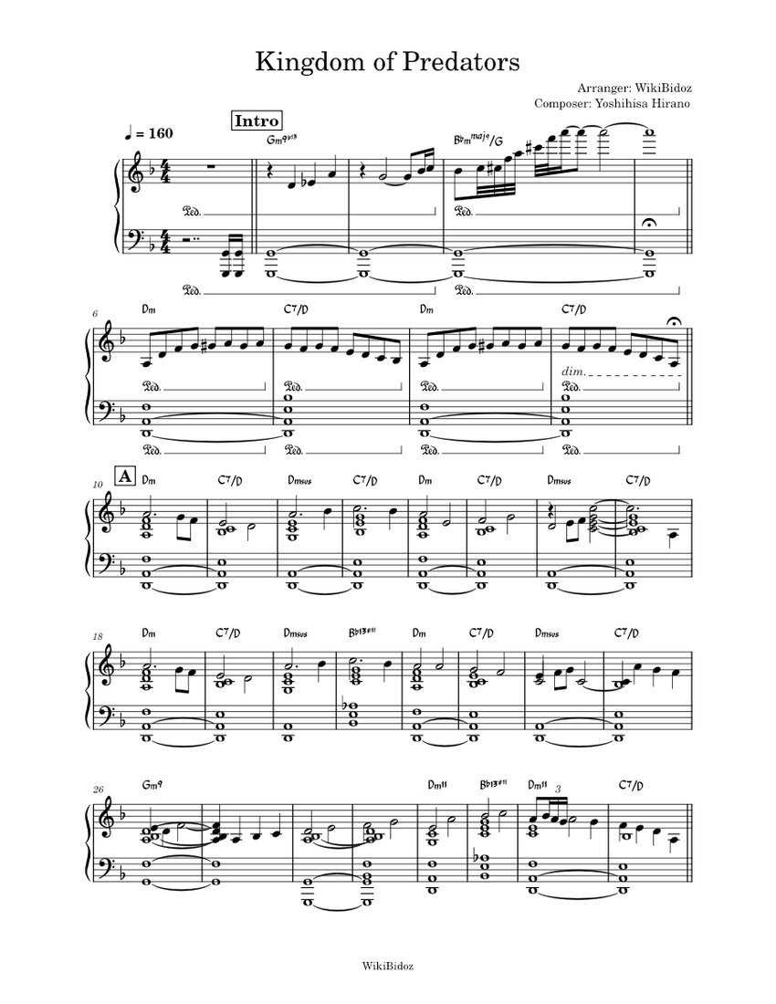 Hunter x Hunter OST - Kingdom of Predators Sheet music for Piano (Solo) | Musescore.com