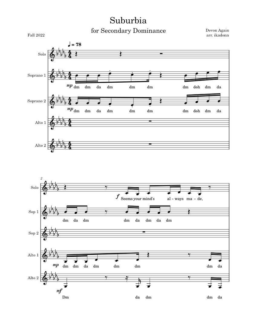 Suburbia Sheet music for Piano (A Capella) | Musescore.com