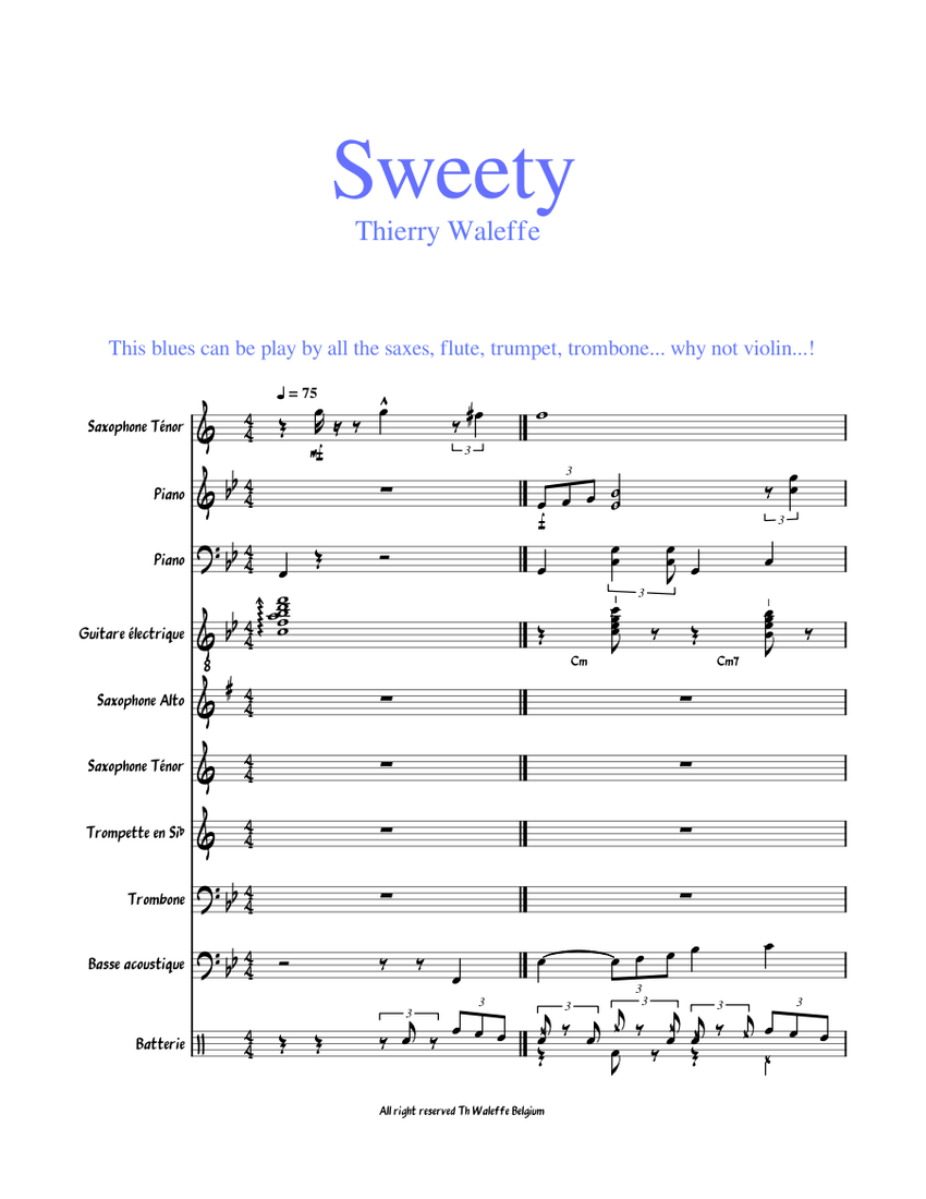 sweety Sheet music for Piano, Trombone, Saxophone alto, Saxophone tenor ...